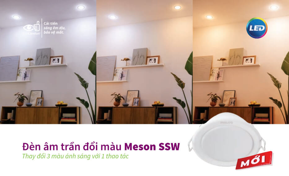 ĐÈN DOWNLIGHT LED ÂM TRẦN ĐỔI MÀU PHILIPS MESON SSW 125 13W WH RECESSED